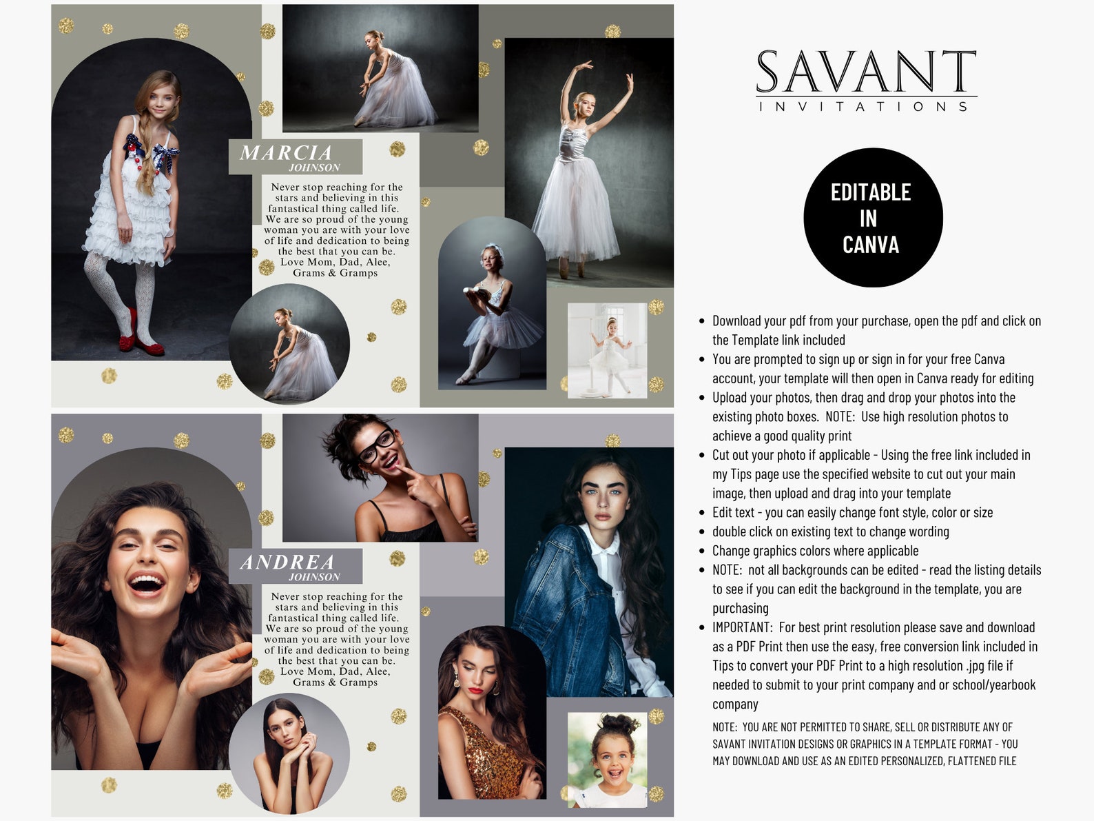 New! Glitter Dance Recital or School Yearbook Tribute Ad Template ...
