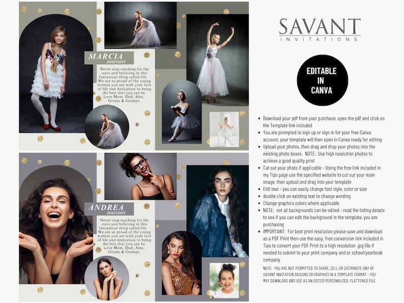 New! Glitter Dance Recital or School Yearbook Tribute Ad Template ...