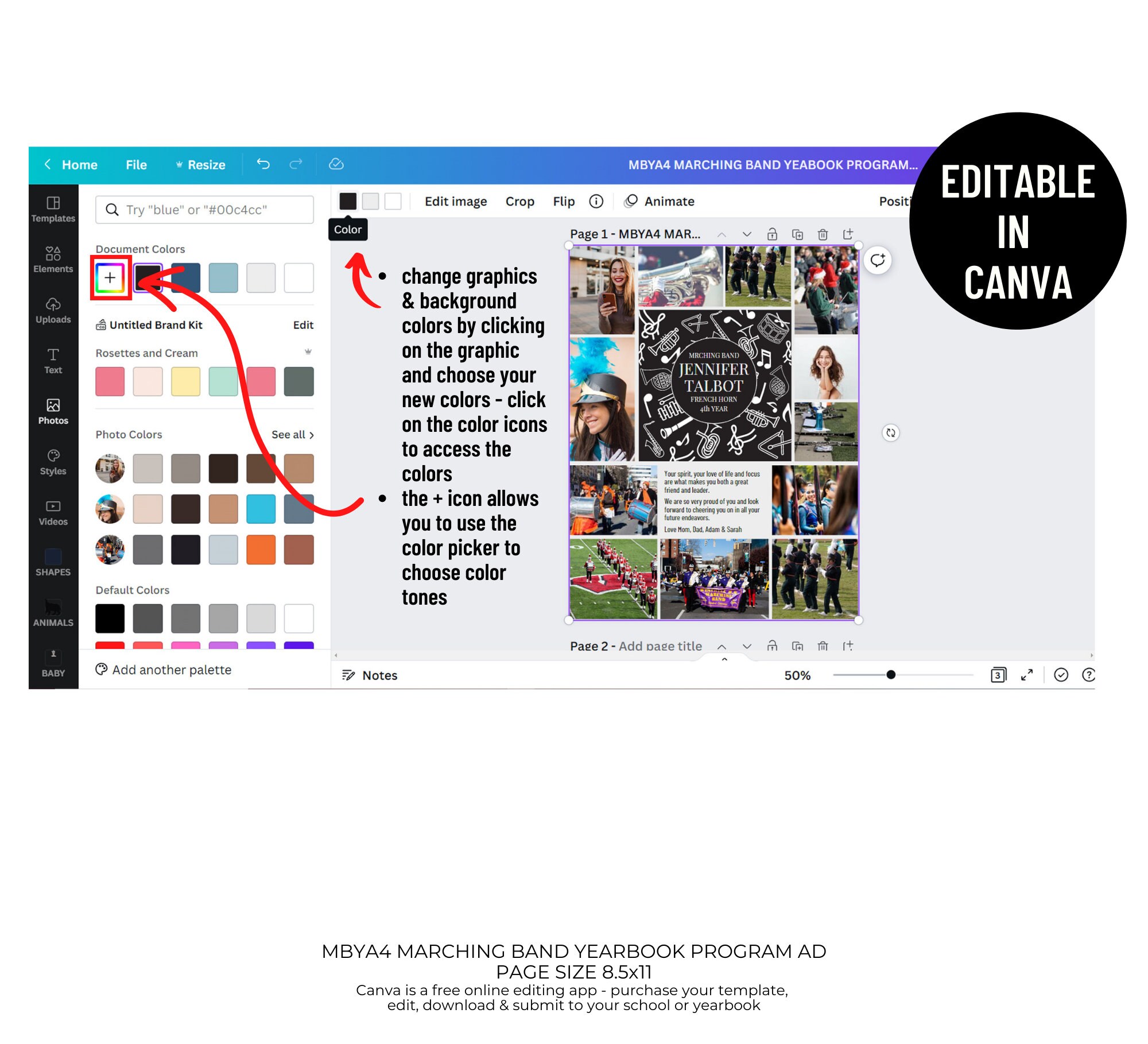 Marching Band Yearbook Program Ad Photo Collage Template, FULL PAGE ...