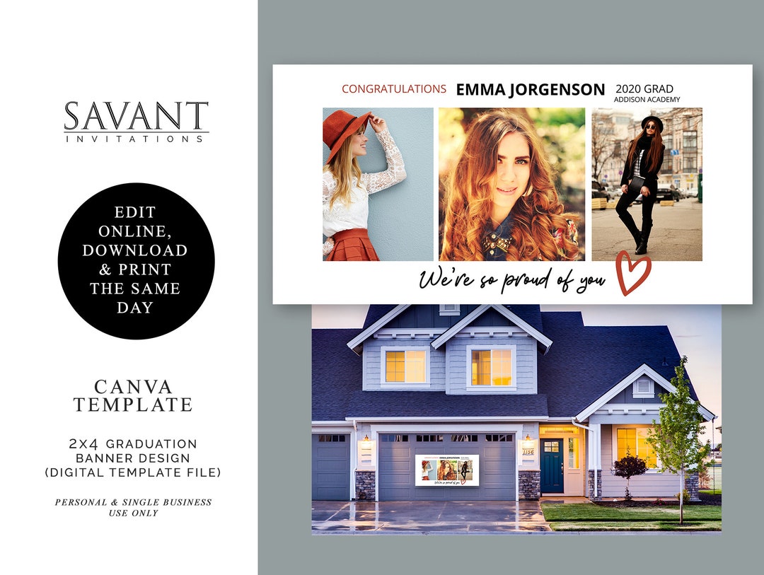 2020 Graduation Banner, Yard Banner, Yard Sign, Canva Template, Class ...