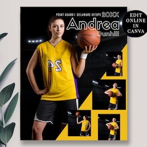 Sports Poster Template Personalized Basketball Template, Sports Photo ...