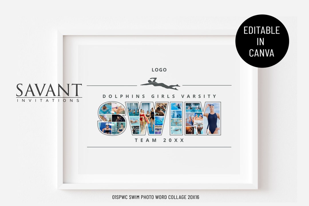 Girls Swim Photo Collage Editable Sports Team Poster Template ...