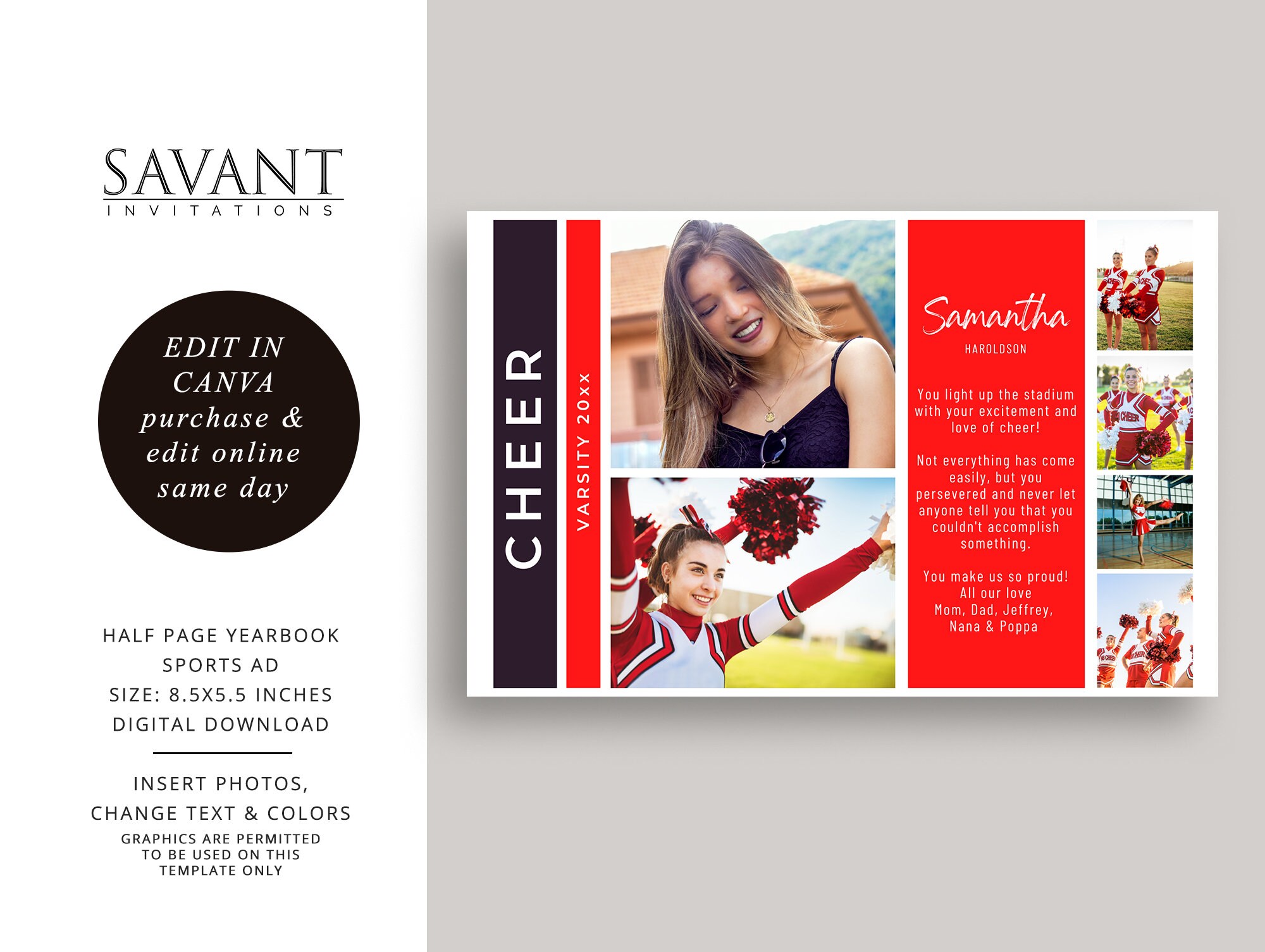 Half Page Cheer Yearbook Ad Template Sports Program Ad - Etsy