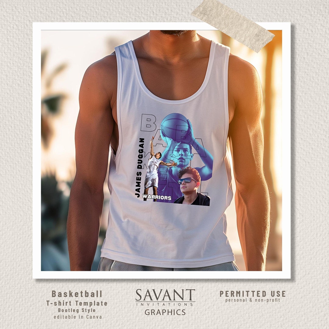 Basketball T-shirt Template - Bootleg Style - Buyer Edits in Canva ...