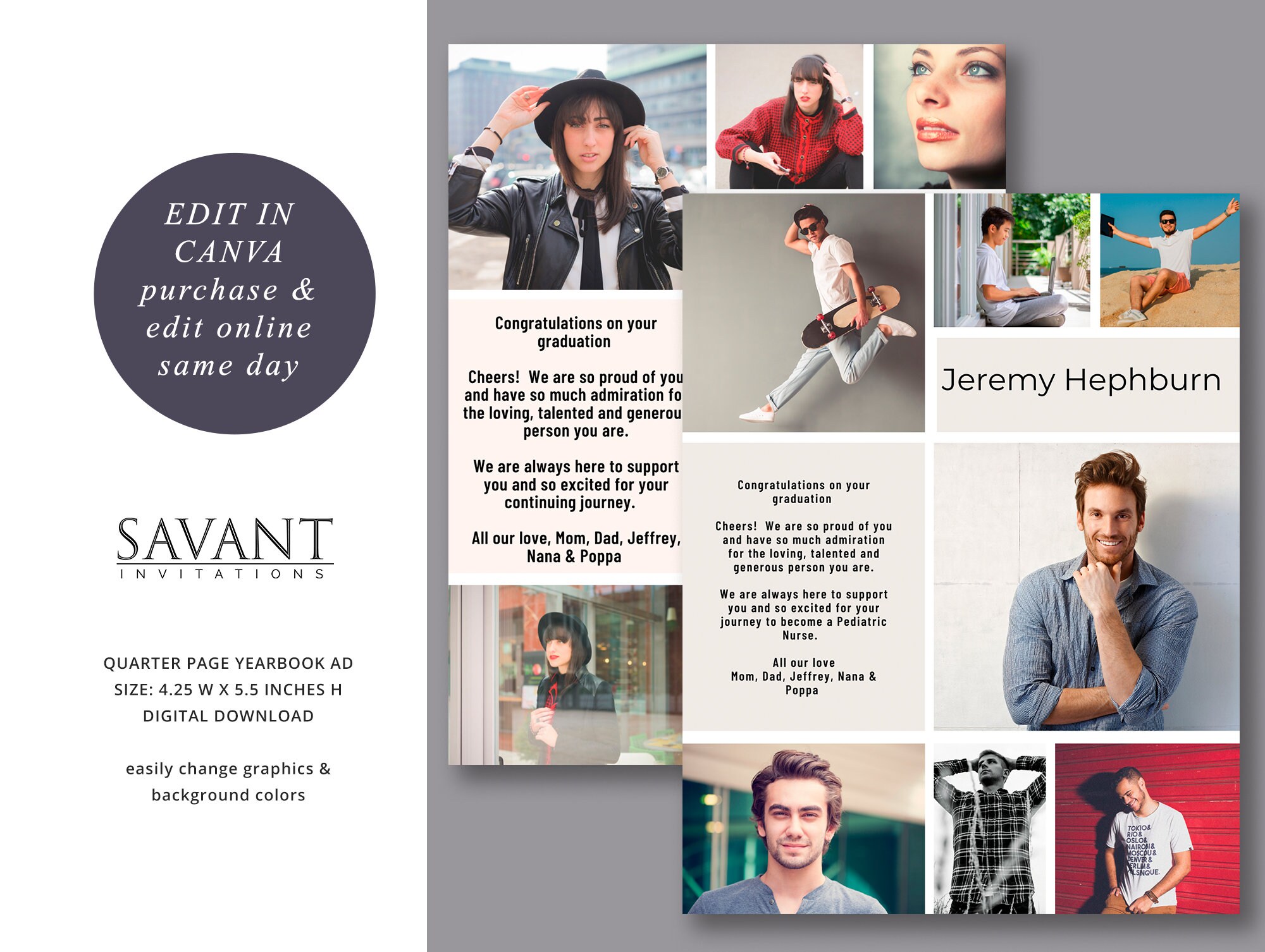 Yearbook Ad Canva Template Editable Modern School Yearbook - Etsy