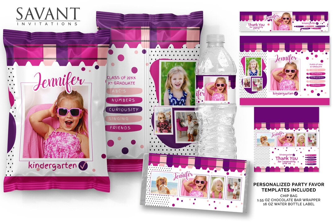 Pink Graduation Party Favor Bundle - Editable in Canva - Templates ...