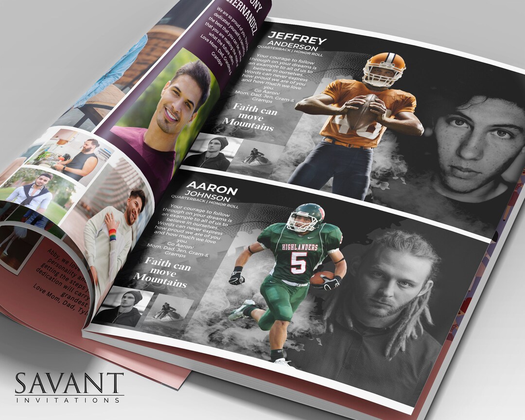 Yearbook Half Page Football Graduation Tribute Ad Page Template ...