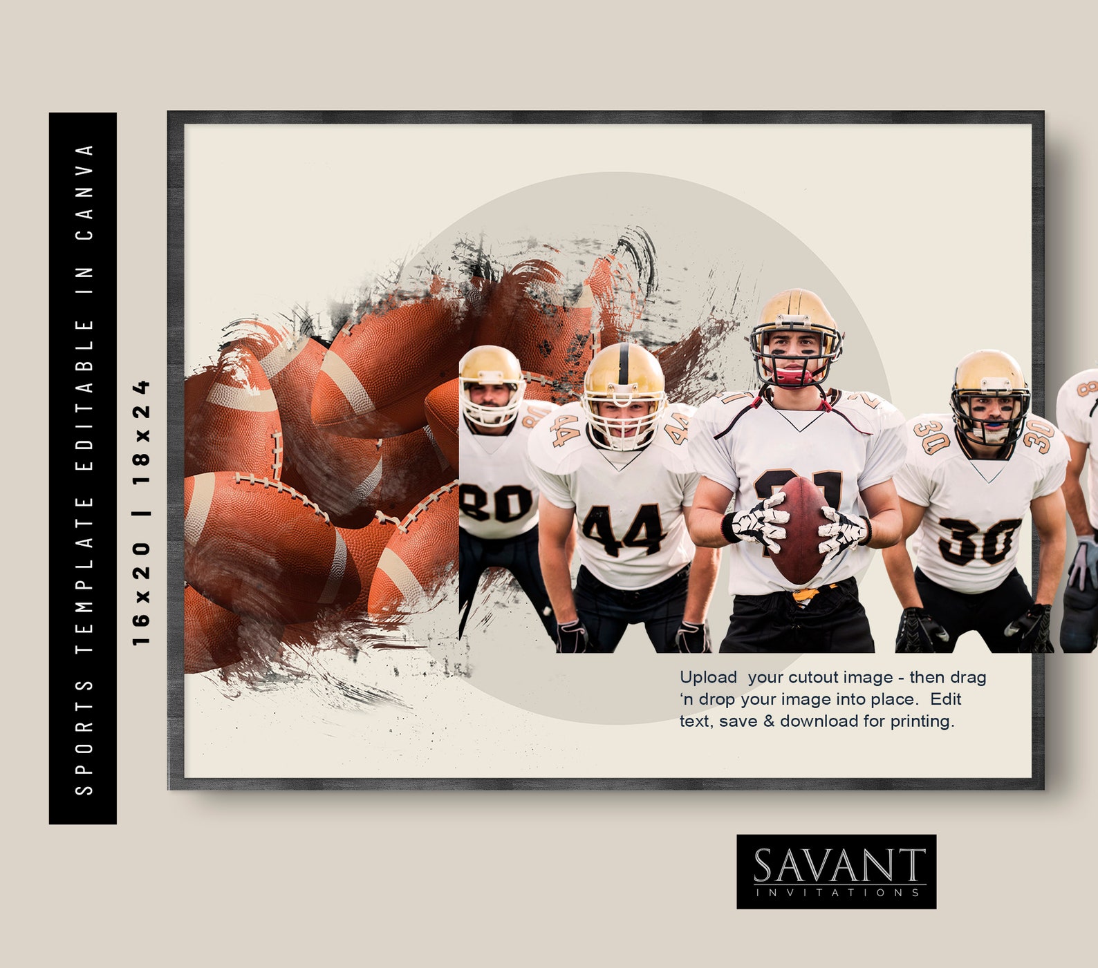 Football Sports Poster Template Editable in Canva Editable - Etsy