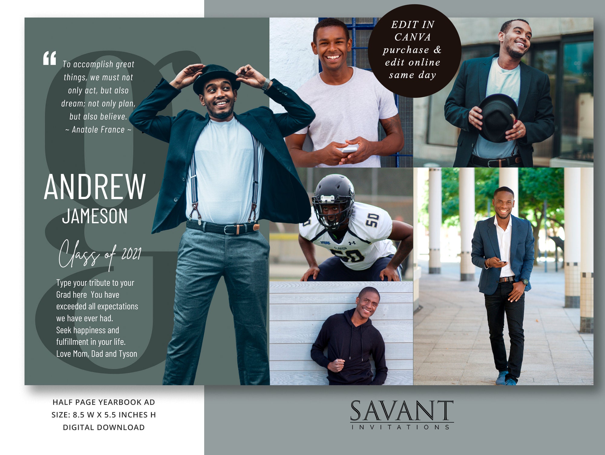 Graduation Yearbook Ad Canva Template Editable Yearbook - Etsy