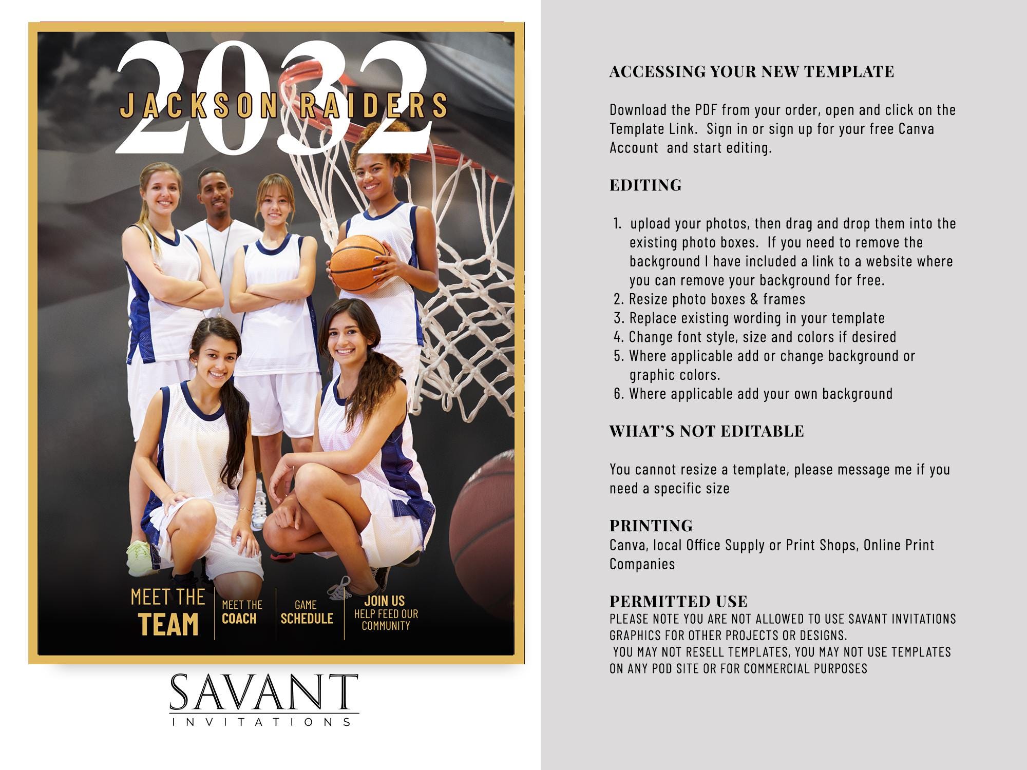 New! Girls Basketball Program Template, Yearbook - Sports, Senior Night ...