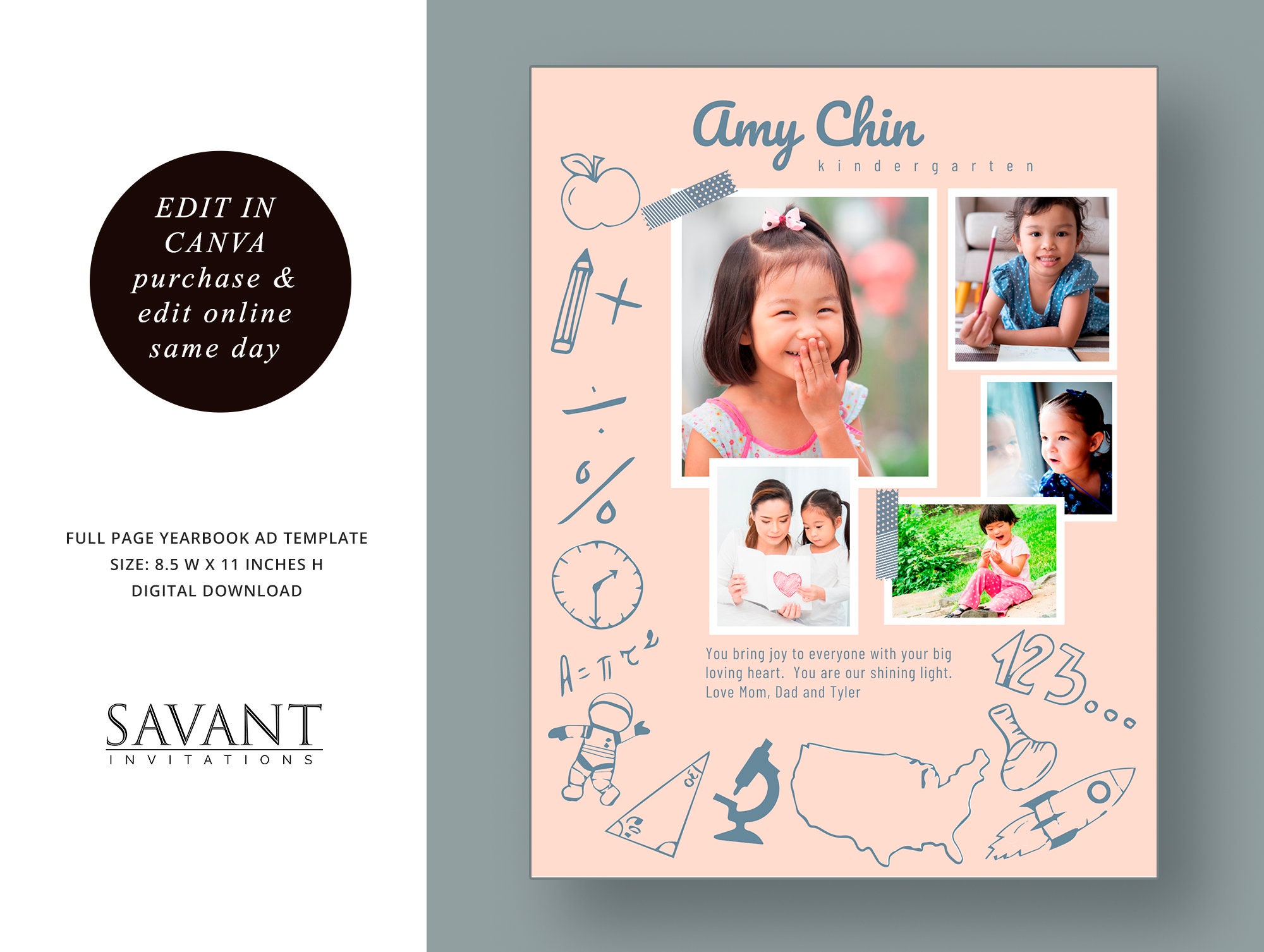 Yearbook Ad Template for Elementary Middle School Full Page - Etsy