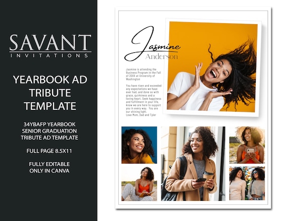 Graduation Dedication Template Senior Yearbook Ad Template, Full Page