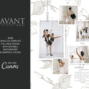 New! Floral Dance Recital Ad Template - Elegant Dance Program Ad - Full ...