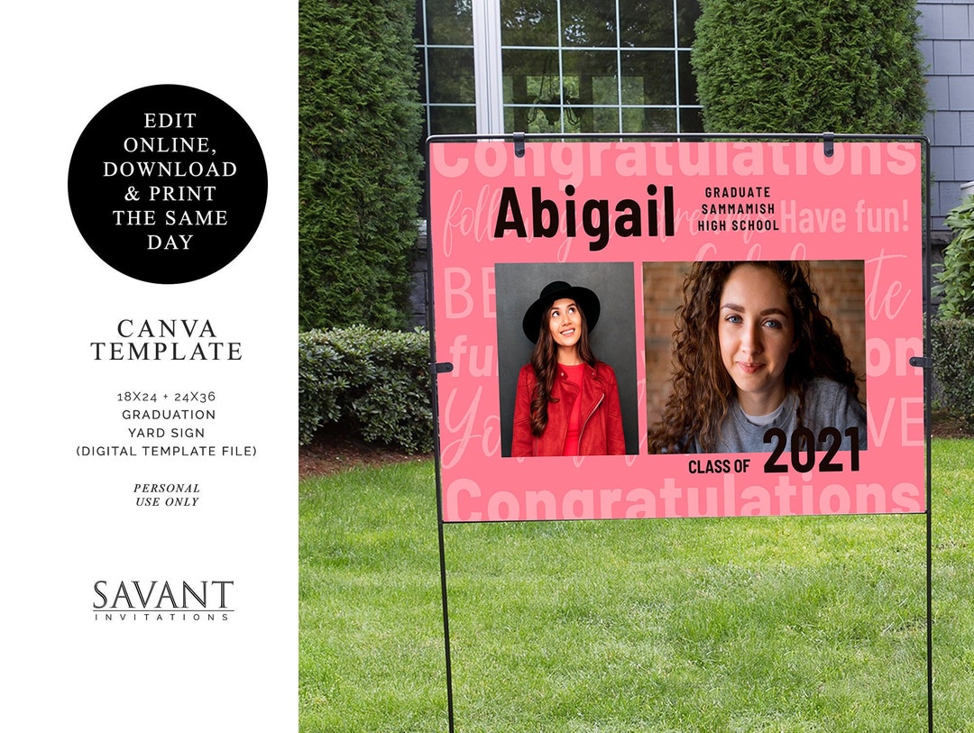 Yard Sign, Graduation 2020, Canva Template, Class of 2020, Personalized ...