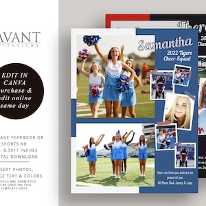 Full Page CHEER Yearbook or Sports Program Ad Template, Editable in ...