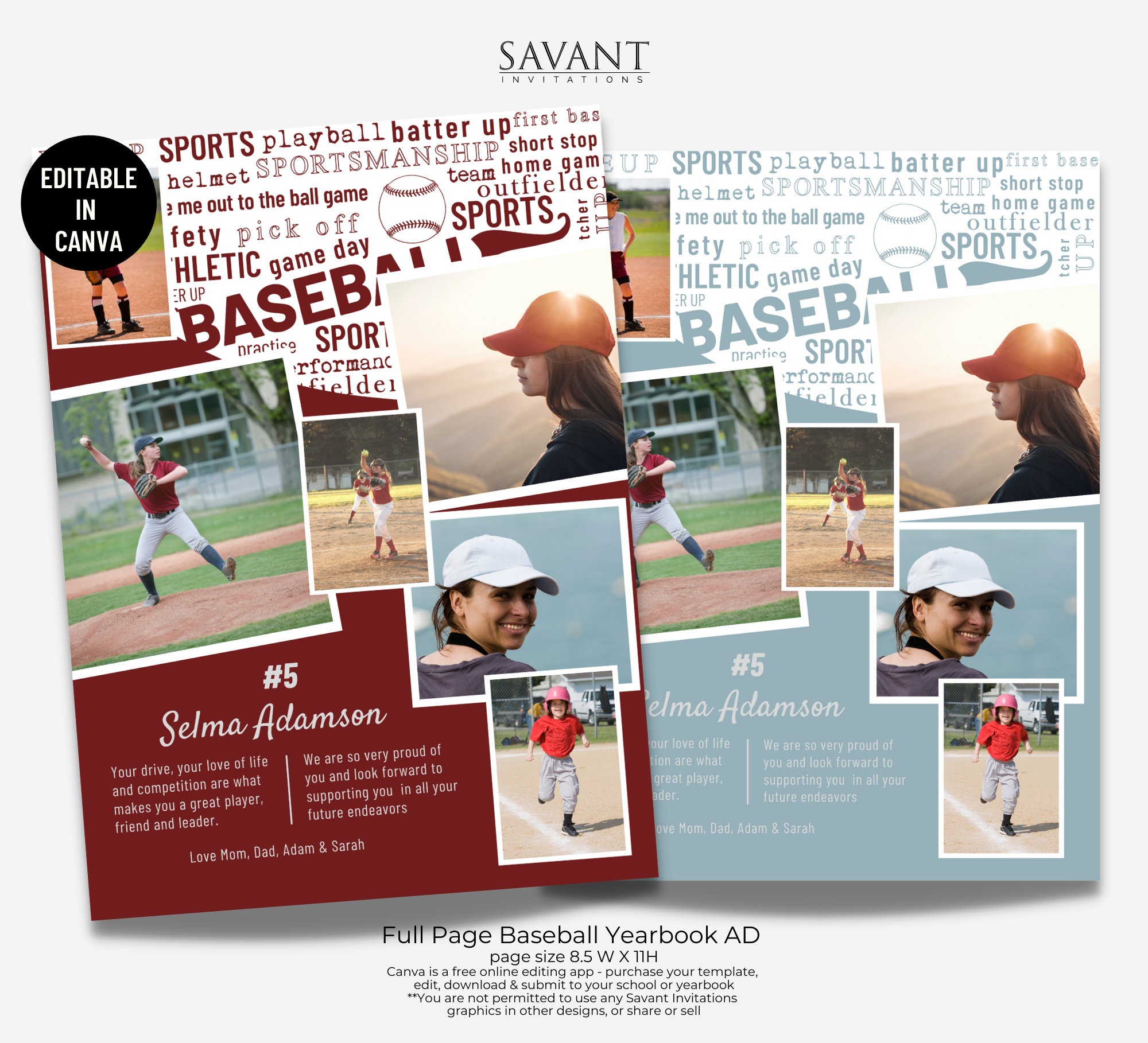 Full Page Baseball Yearbook Ad Template, Sports Program Ad, Editable in ...