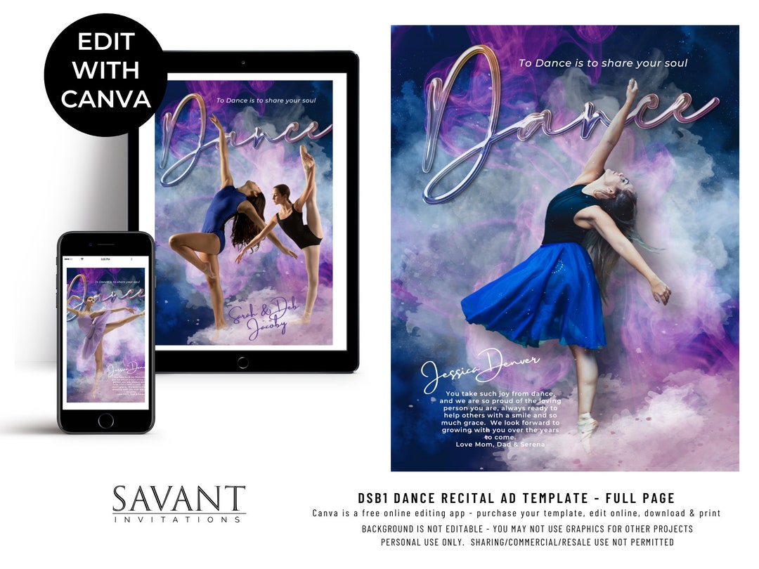 Color Explosion Dance Recital Tribute Ad Template, Edit in Canva, Full ...
