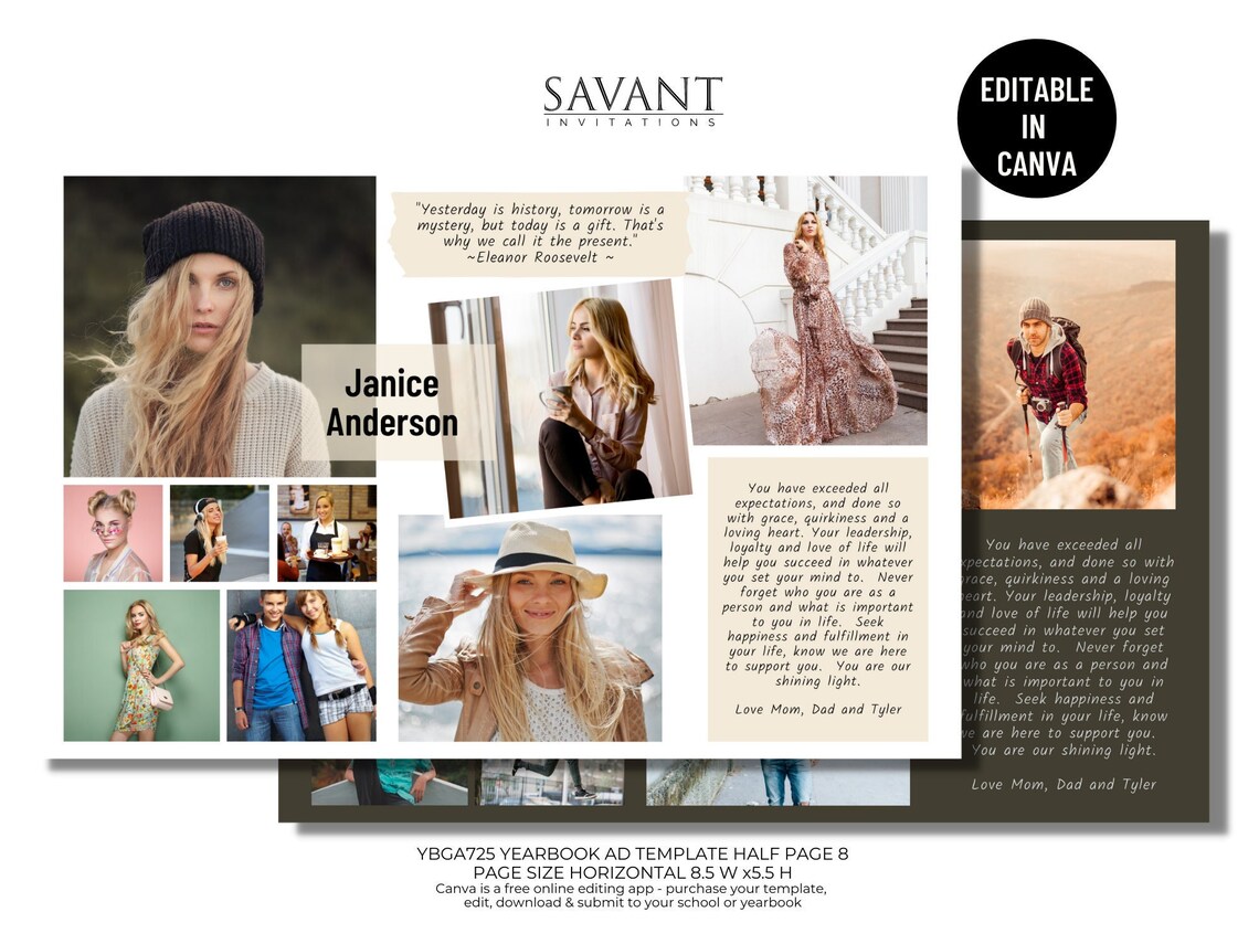 Half Page Graduation Yearbook Ad Template Editable in Canva - Etsy