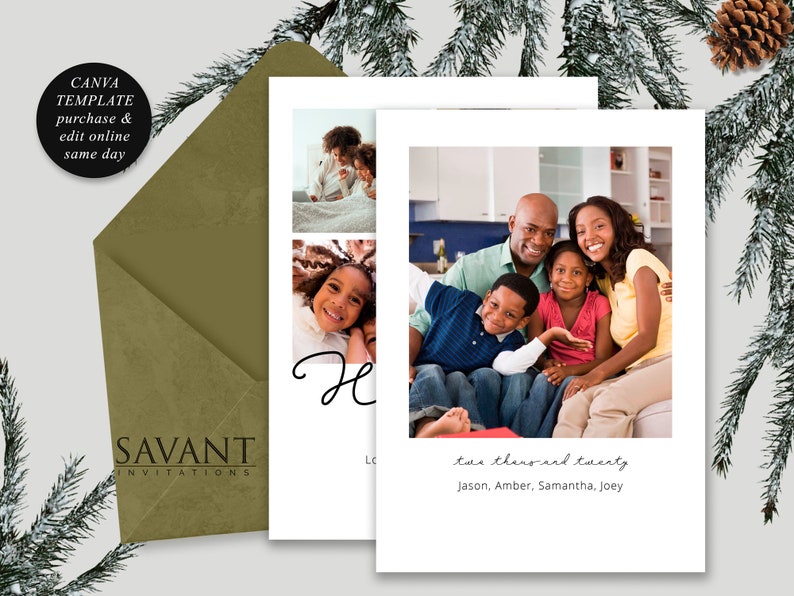 Canva Christmas Card Template Happy Holidays DIY Editable - Etsy