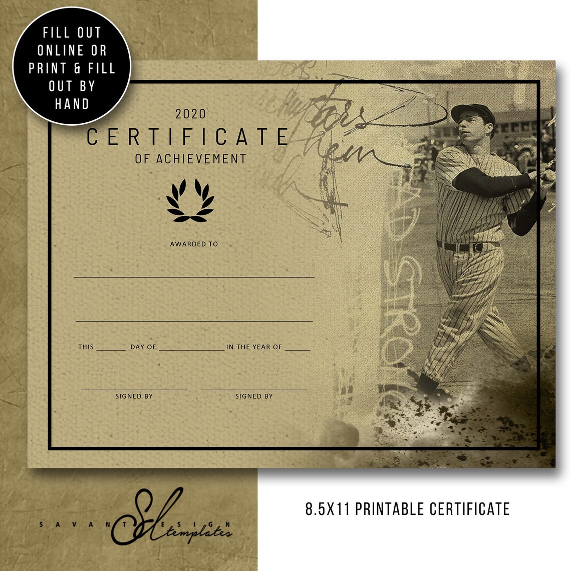 Certificate of Achievement Sports Baseball Certificate of - Etsy