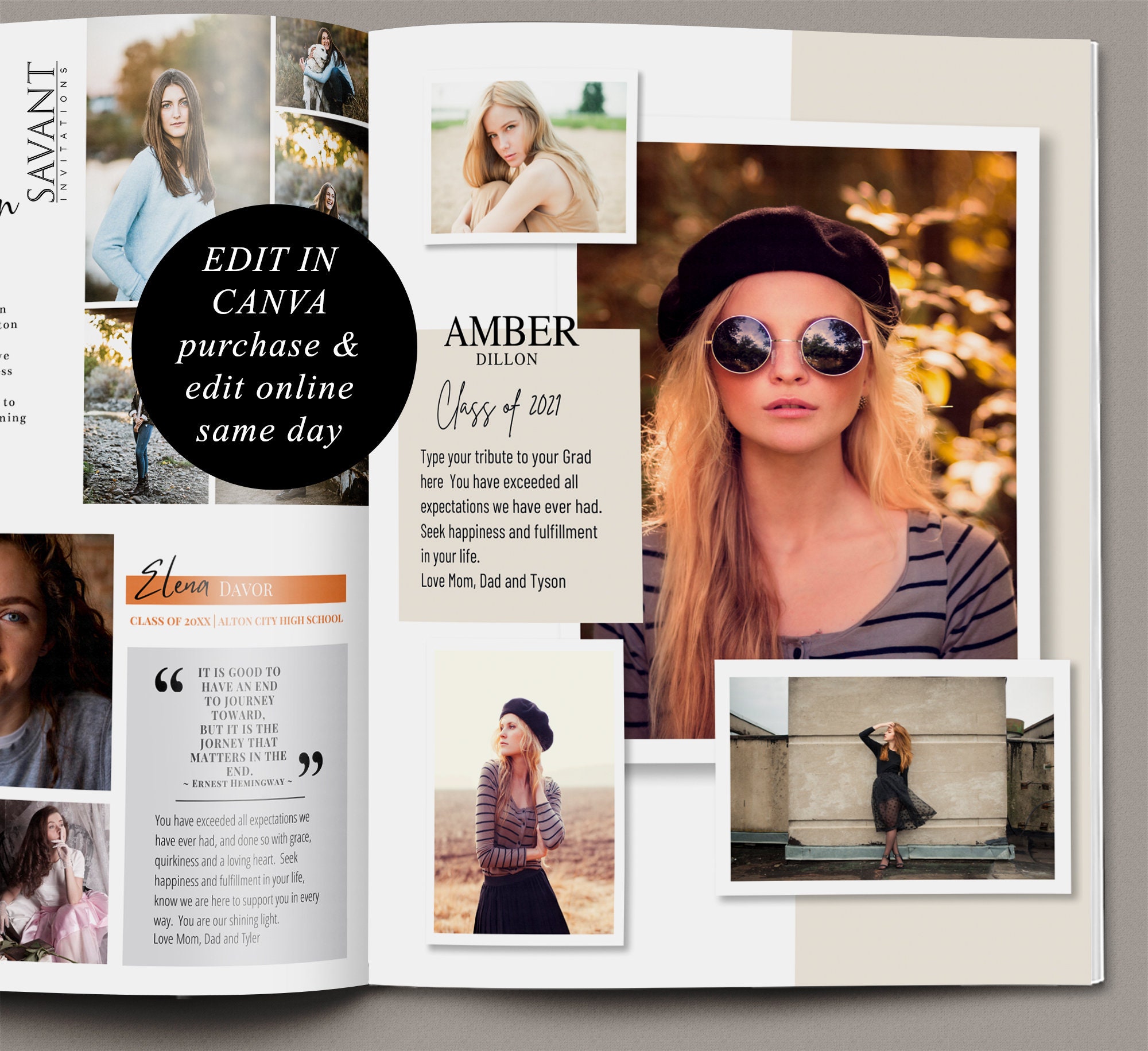 Quarter Page Graduation Yearbook Ad Senior Tribute Ad Canva - Etsy