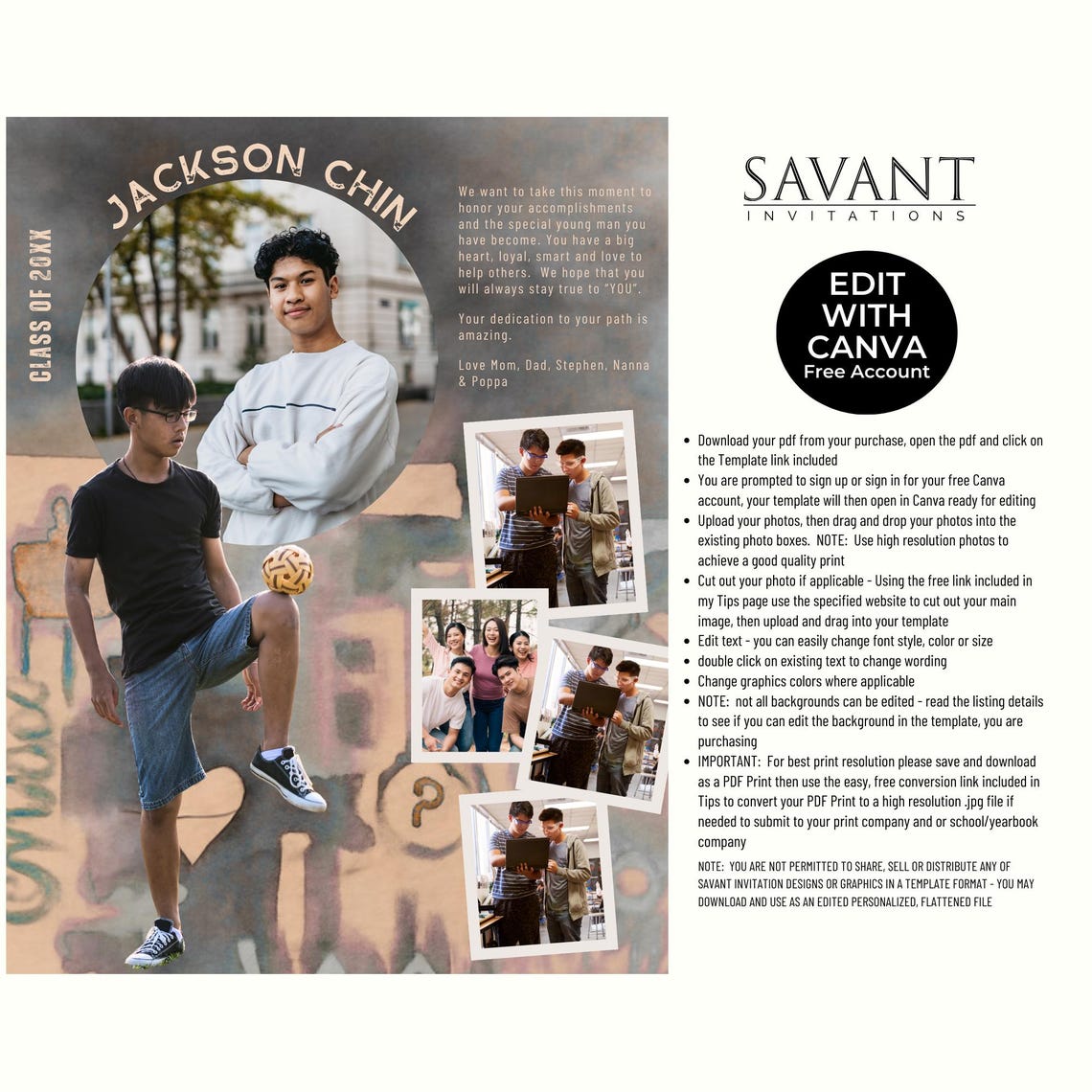 Yearbook High School Tribute Ad Template - Unique Street Art Graffiti ...