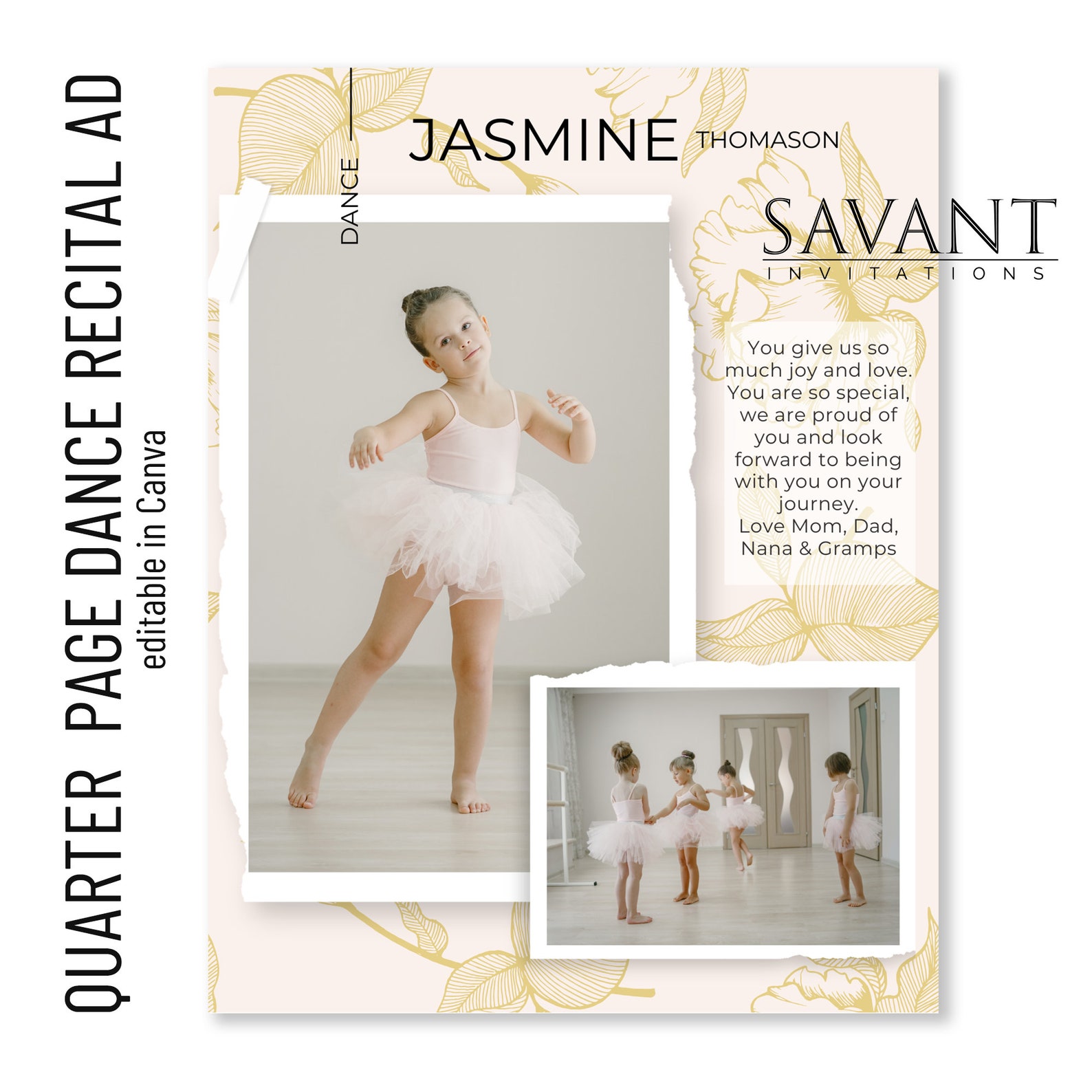 New Quarter Page Floral Dance Recital Ad Template Elegant Dance Program ...