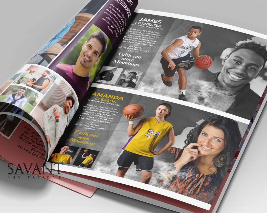 Yearbook HP Basketball Graduation Tribute Ad Page Template - Sports ...