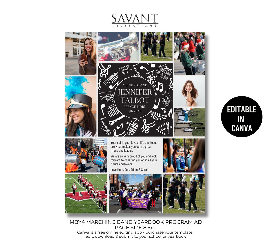 Marching Band Yearbook Program Ad Photo Collage Template, FULL PAGE ...