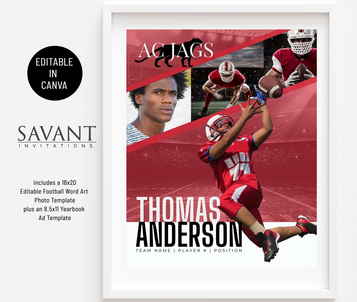 Customized Football Yearbook Ad Plus Poster Template, Sports Photo ...