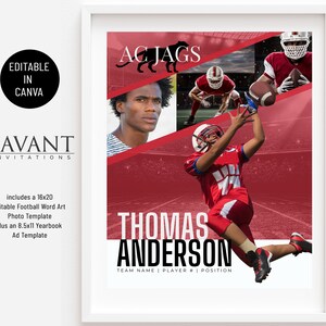 Customized Football Yearbook Ad Plus Poster Template, Sports Photo ...