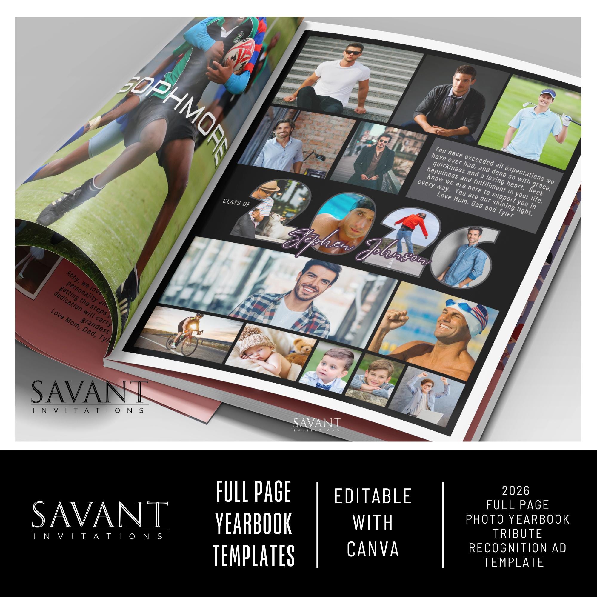 2026 Graduation Yearbook Photo Collage Template: Canva Ad (8.5x11 ...