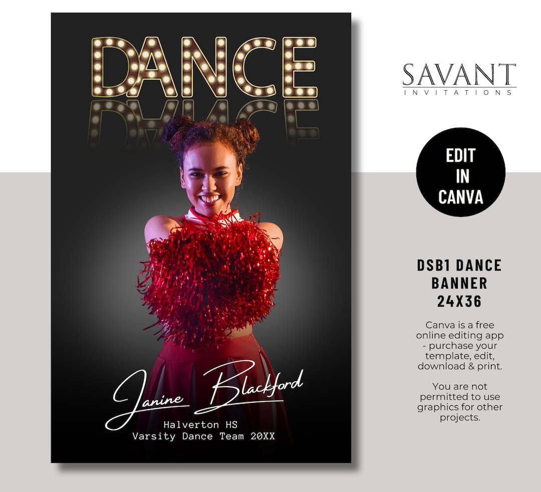 Senior Night Dance Cheer Squad Banners - Lights Background - 5 Color ...