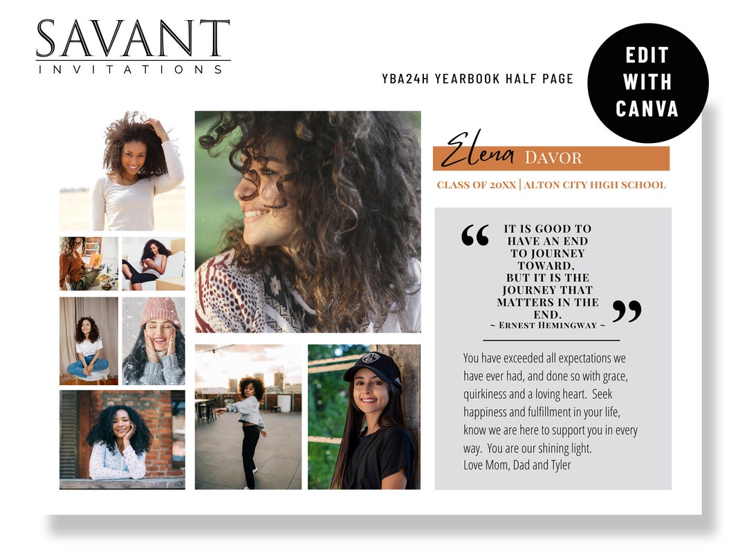 Yearbook Ad - Half Page, Graduation Yearbook Ad, Yearbook Tribute Ad ...