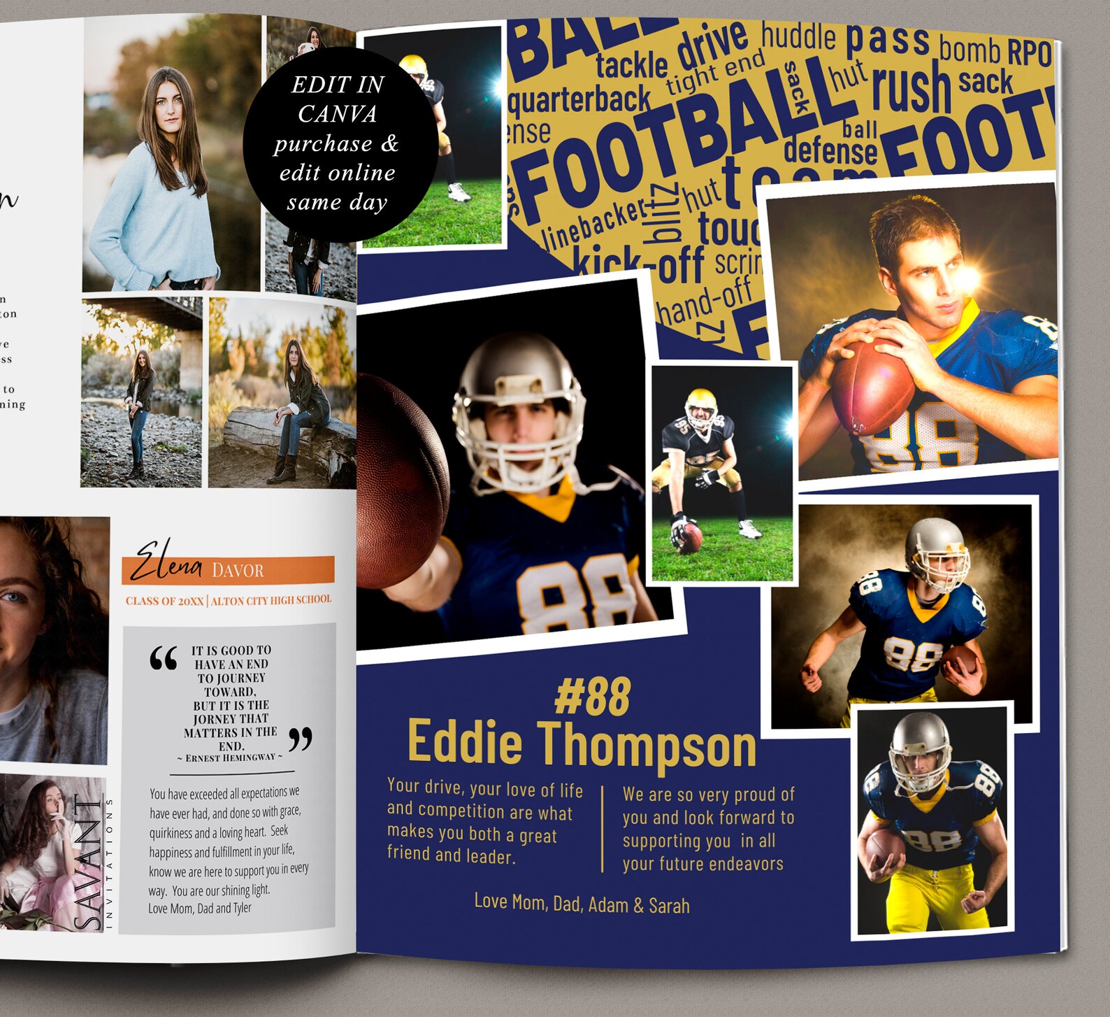 Full Page Football Yearbook Ad Template, Sports Program Ad, Editable in ...