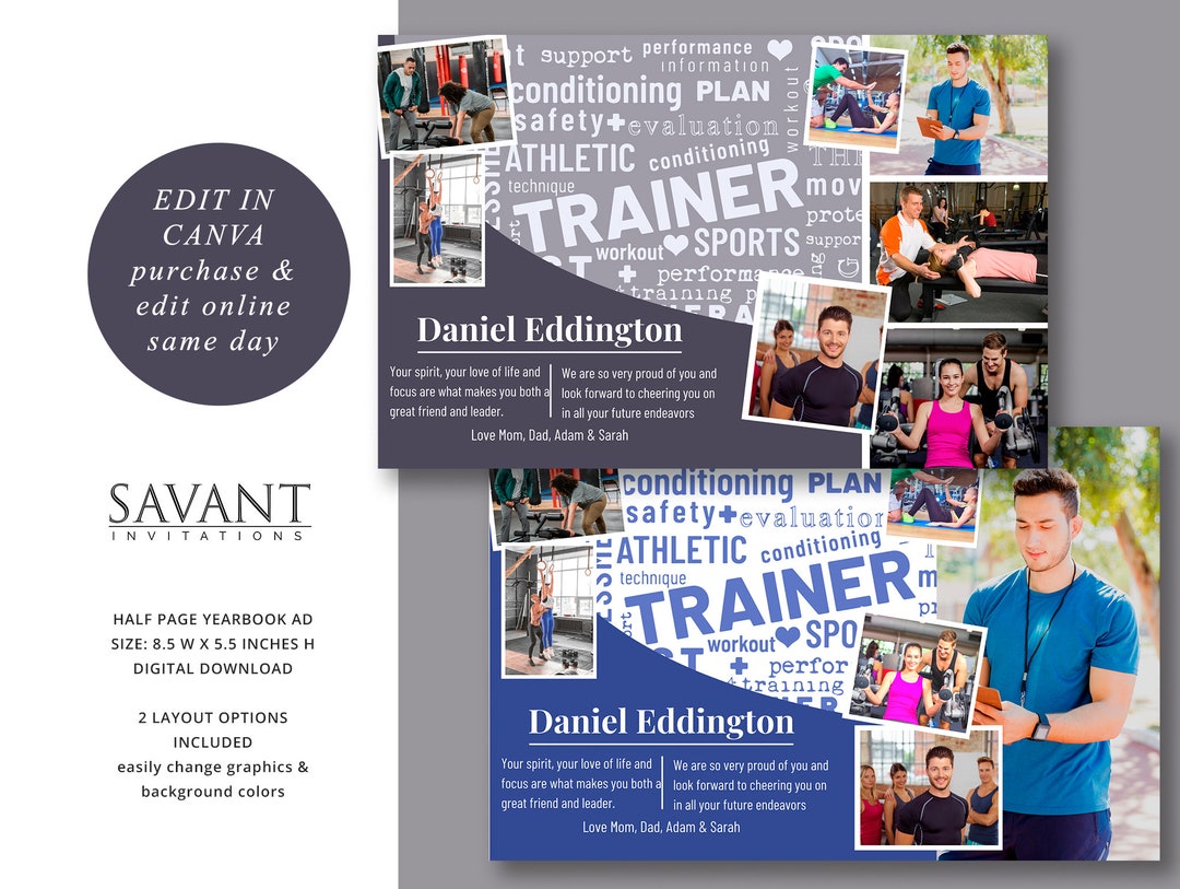 Athletic Sports Trainer Yearbook Ad Template, Half Page Sports Program ...