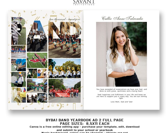 Editable Band Theme Graduation Yearbook Ad Template 2 - Etsy