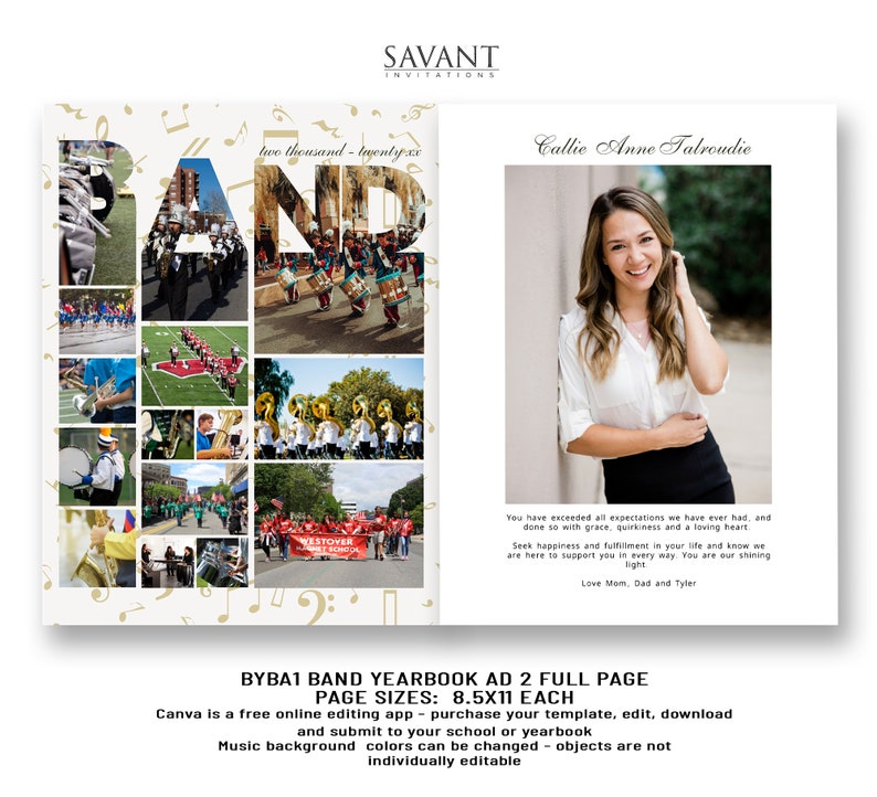 Editable Band Theme Graduation Yearbook Ad Template 2 - Etsy