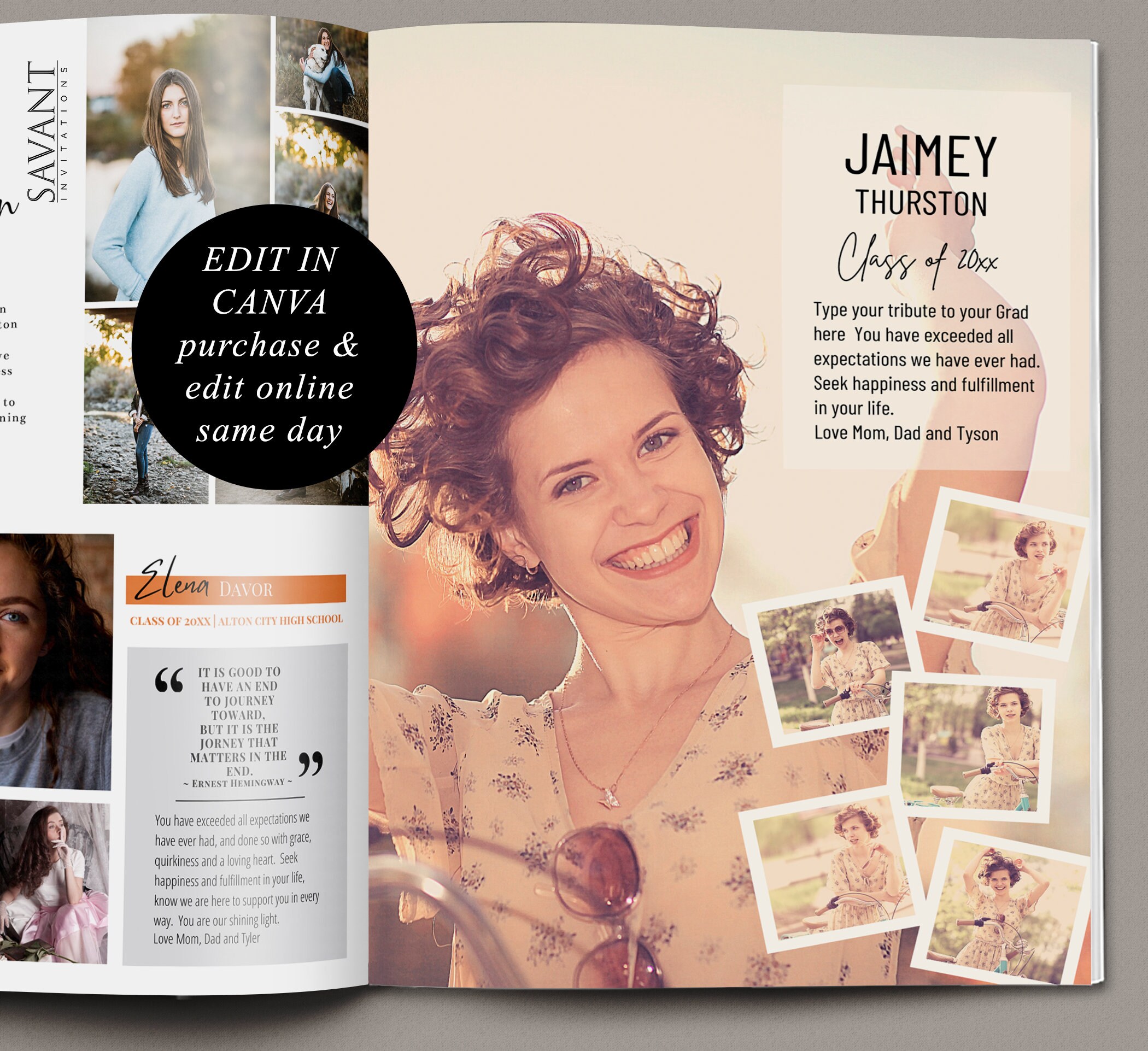 Yearbook Ad Photo Collage, Printable, Edit and Personalize Online Same ...