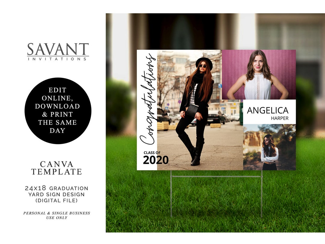 Yard Sign Graduation Sign Canva Template Class Of 2020 Personalized