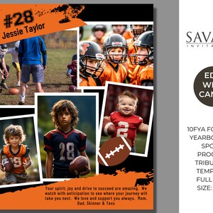 Senior YEARBOOK Football Ad or SPORTS PROGRAM Full Page Tribute ...