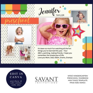 New! Kindergarten Preschool Yearbook Ad Tribute Template - Preschool ...