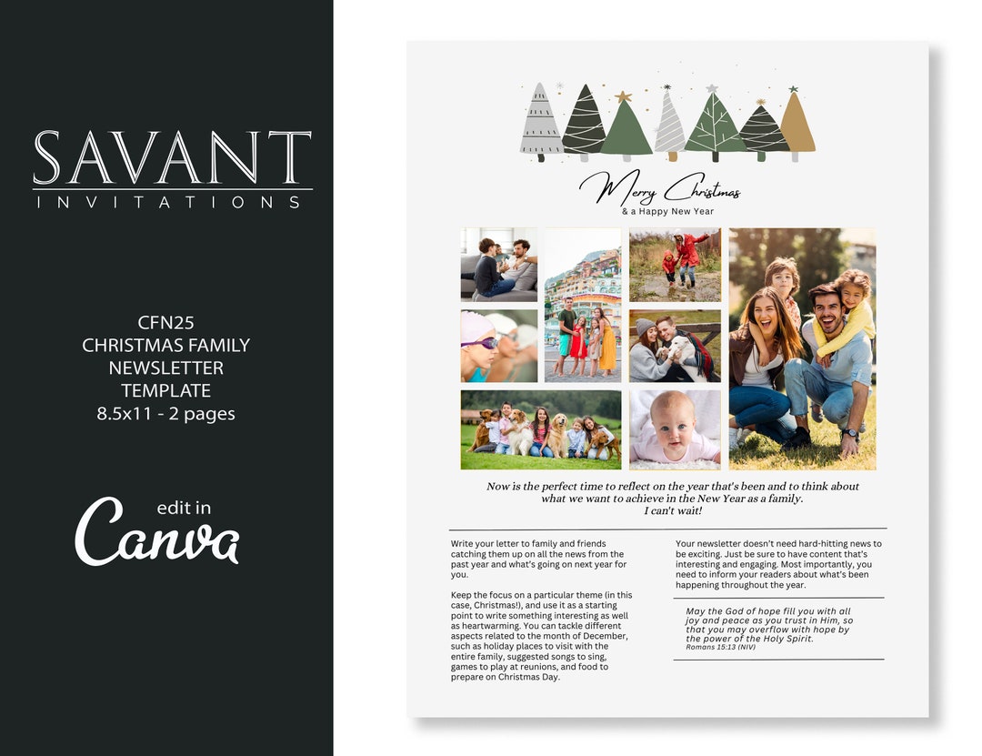 Christmas Family Newsletter Template is Easily to Edit and Customize in ...
