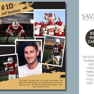 Senior YEARBOOK Football Ad or SPORTS PROGRAM Full Page Tribute ...