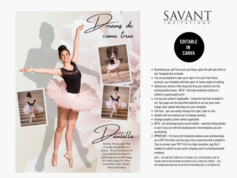 NEW Ballerina Dance Ad Full Page Ballet Dance Recital - Etsy