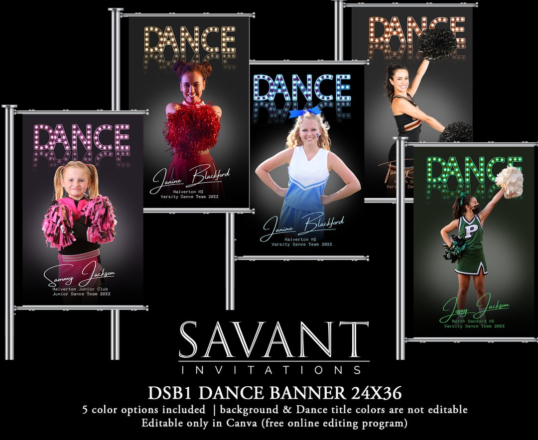 Senior Night Dance Cheer Squad Banners Lights Background 5 Color ...