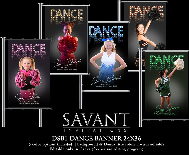 Senior Night Dance Banner – Cheer Squad Tribute, 24x36 (editable Canva ...