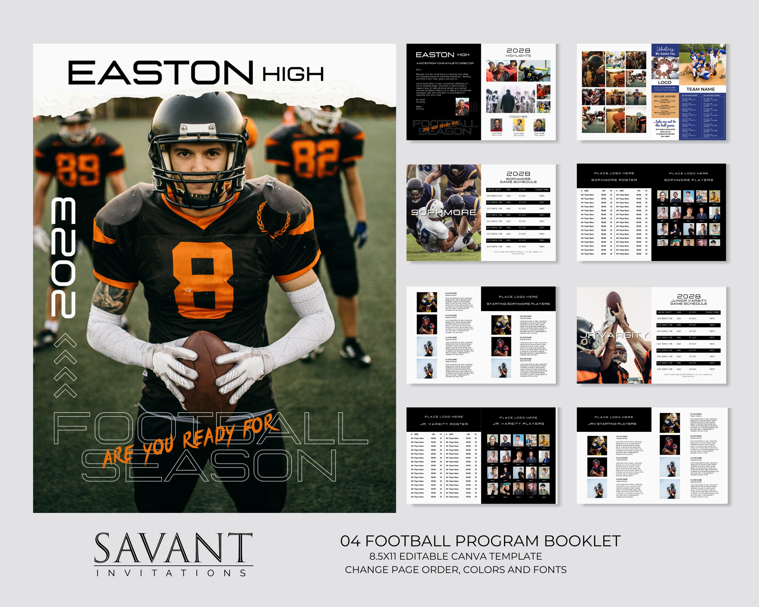 Football Athletic Program Template, Senior Night, 32-page Magazine ...
