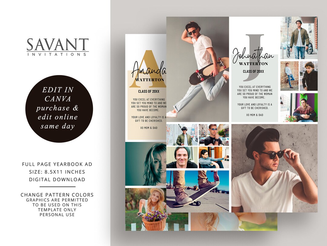 Editable Full Page Graduation Yearbook Ad Template Editable in Canva ...