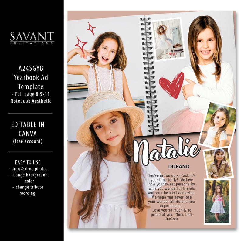 Graduation Yearbook Ad Template – Notebook, Editable Canva Design ...